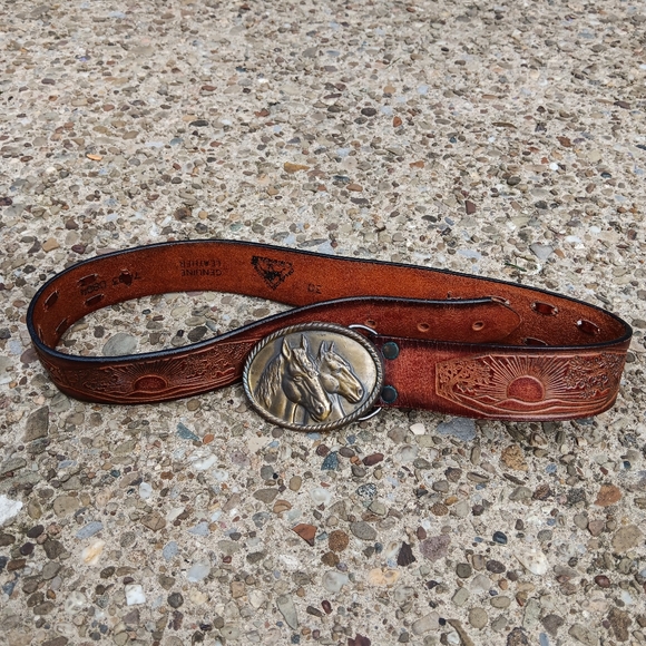 MBCI | Accessories | Vintage Tooled Belt With Mbci Horseheads Belt ...
